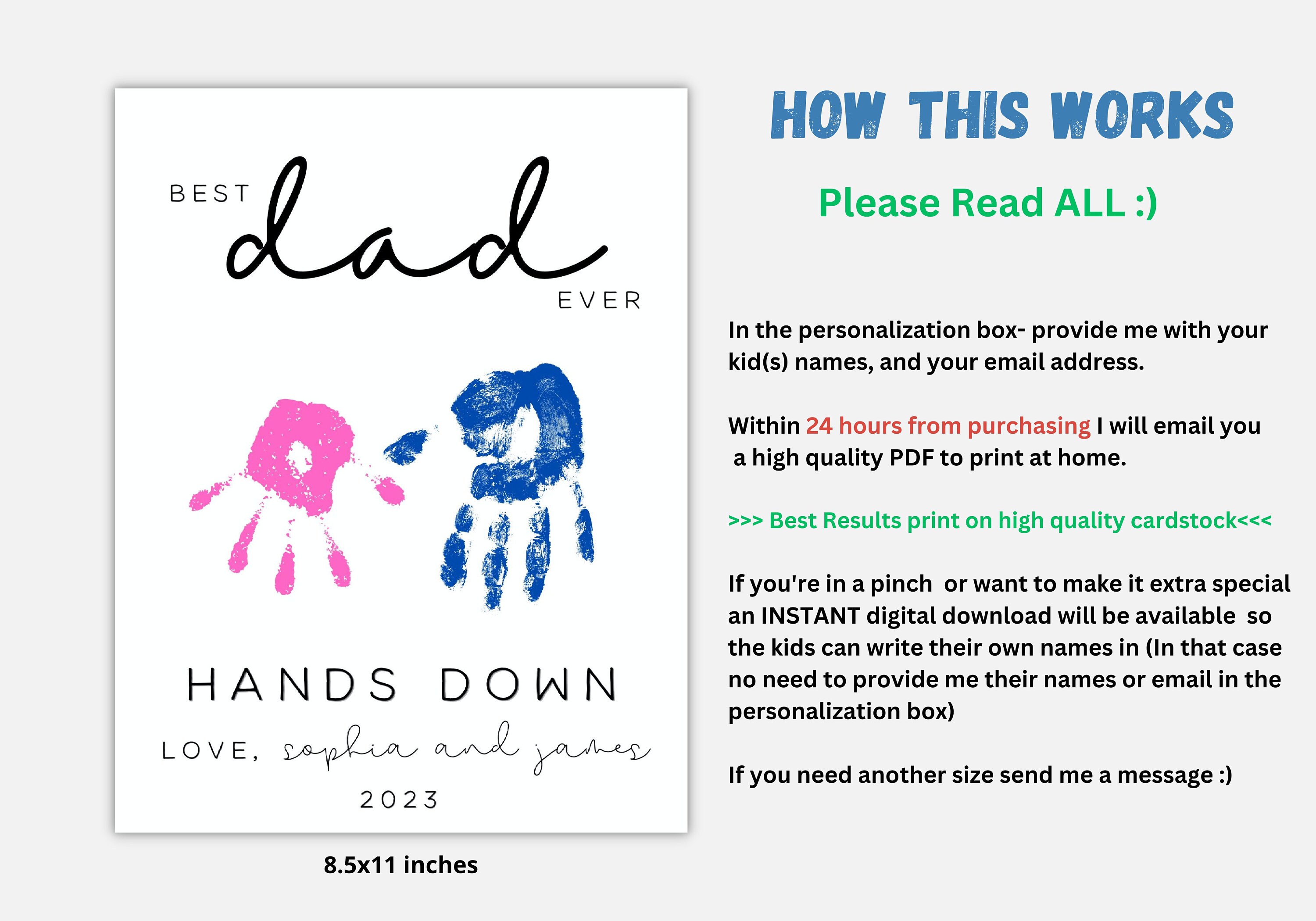 Father's Day Handprint Art, Father's Day Gift, Finger-paint Activity ...