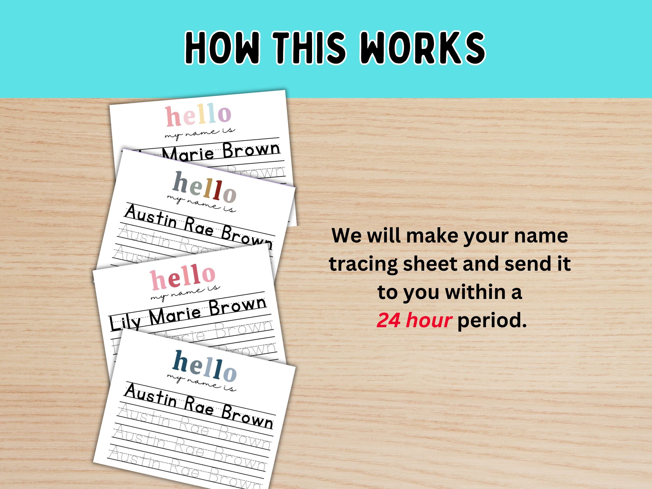 Custom Name Tracing Sheet, Handwriting Practice, Personalized First and ...
