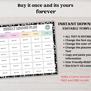 Weekly Lesson Plan Template, Teacher Lesson Planner, Preschool ...