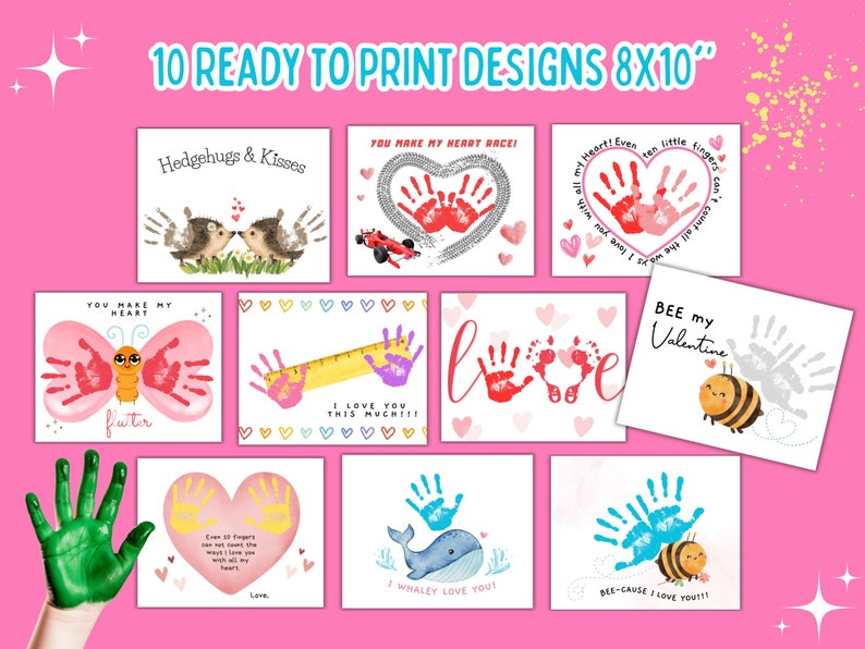 Valentine's Day Handprint Art Card,preschool Activity, Print Card ...