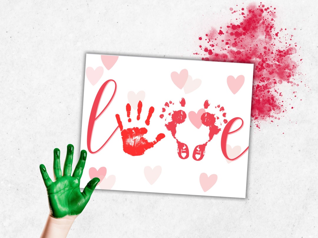 Valentine's Day Handprint Art Card,preschool Activity, Print Card ...