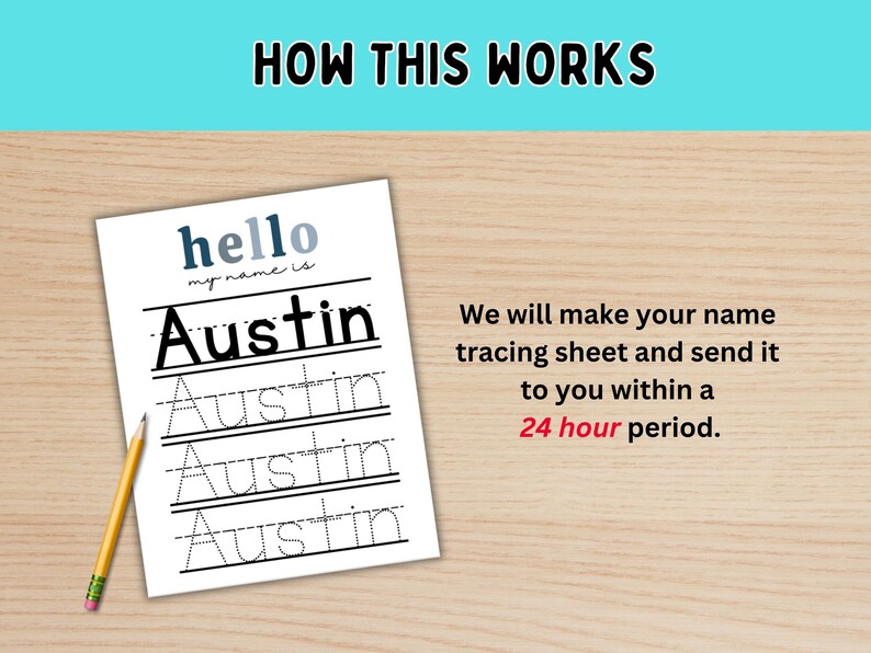 Custom Name Tracing Sheet, Handwriting Practice, Personalized First and ...