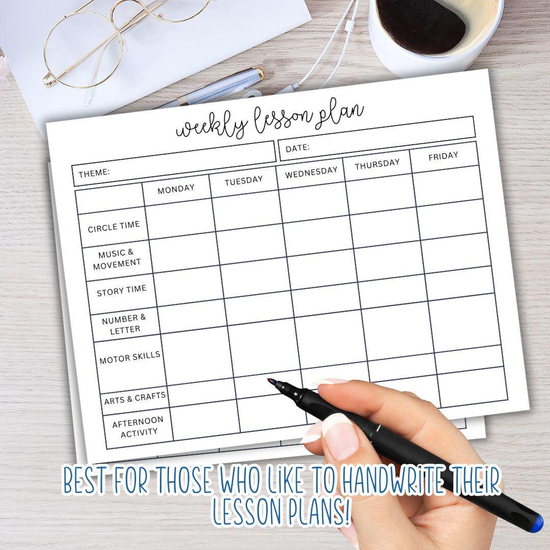 Weekly Lesson Plan Template-preschool, Prek, Kindergarten, Daycare ...