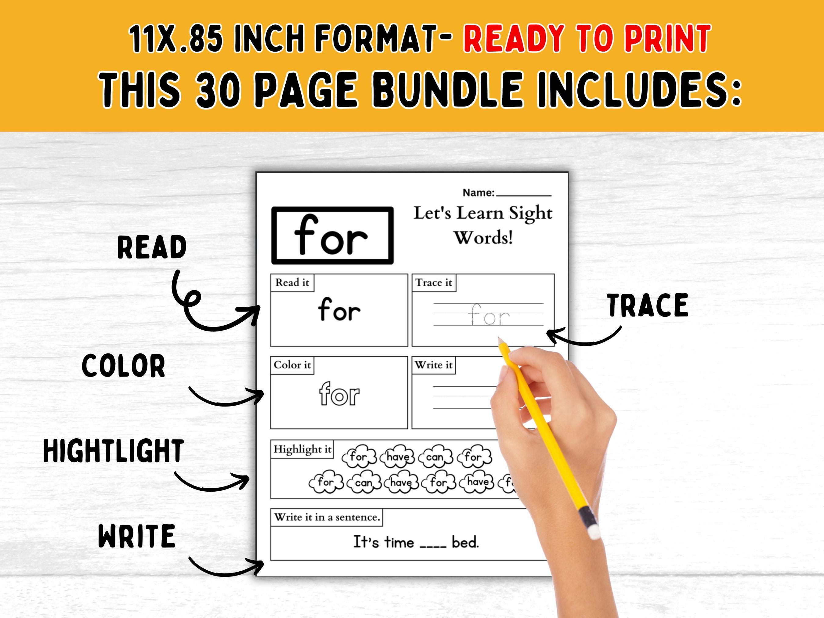 Sight Words Printable Worksheet Fry's Sight Words Tracing Worksheet ...