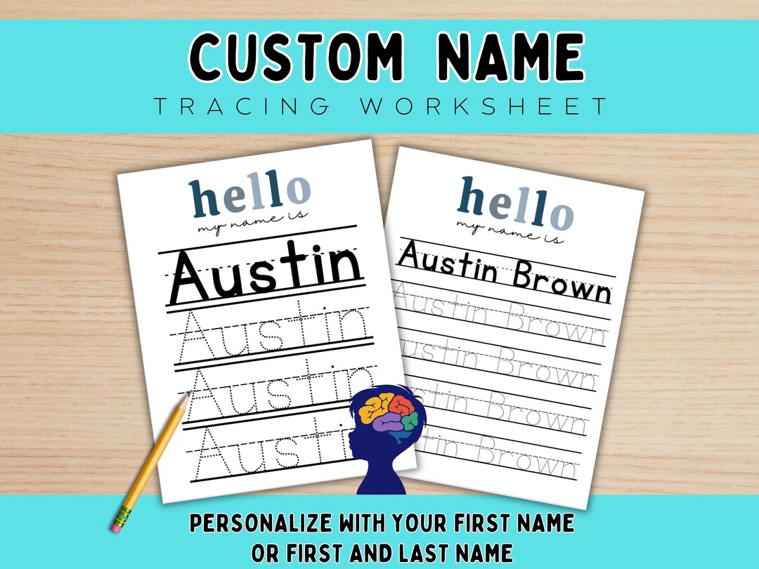Custom Name Tracing Sheet, Handwriting Practice, Personalized First and ...