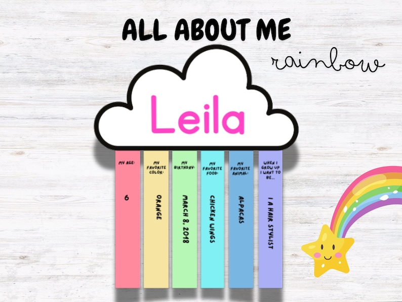 All About Me, Back to School Activity, Get to Know Me, Rainbow ...