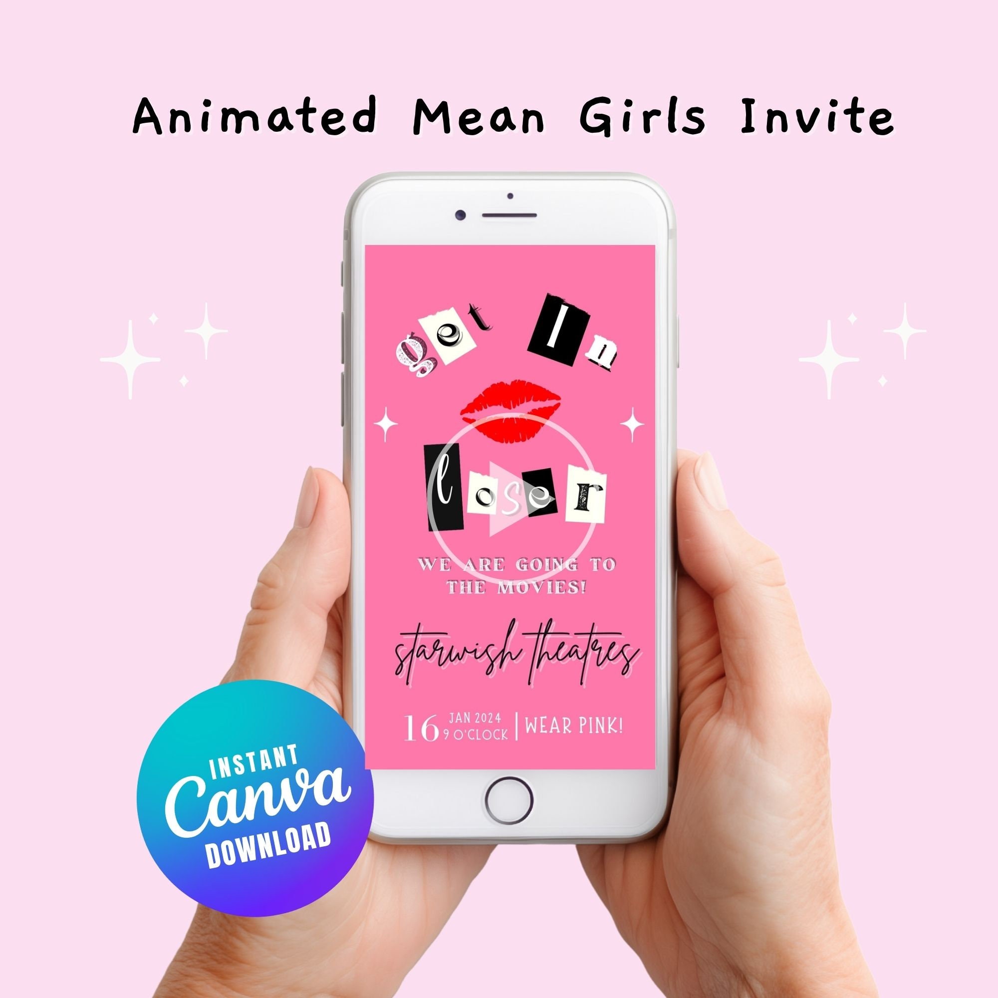 Mean Girls Party Invitation,movie,animated, Digital Download, Editable ...
