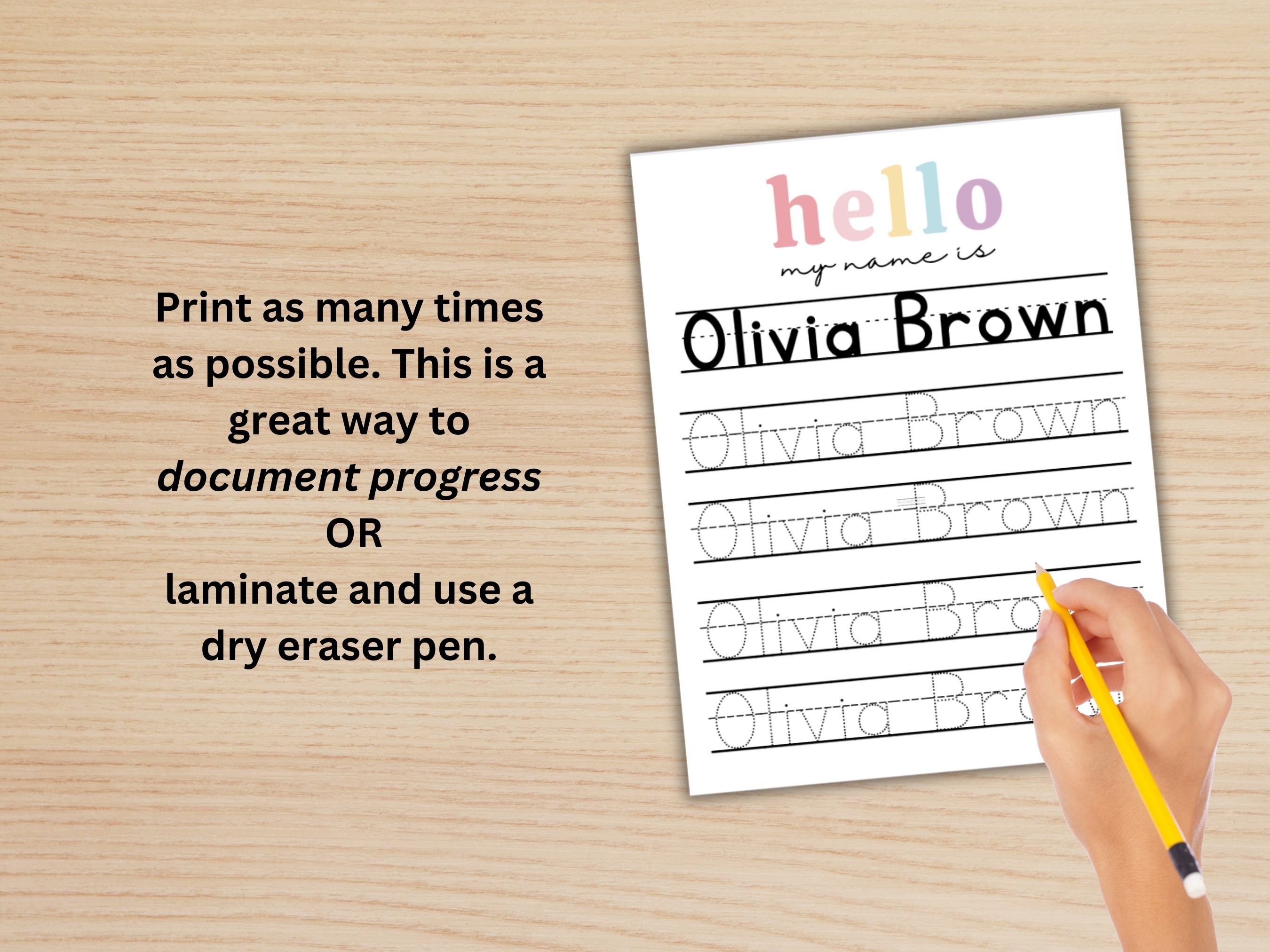 Custom Name Tracing Sheet, Handwriting Practice, Personalized First and ...