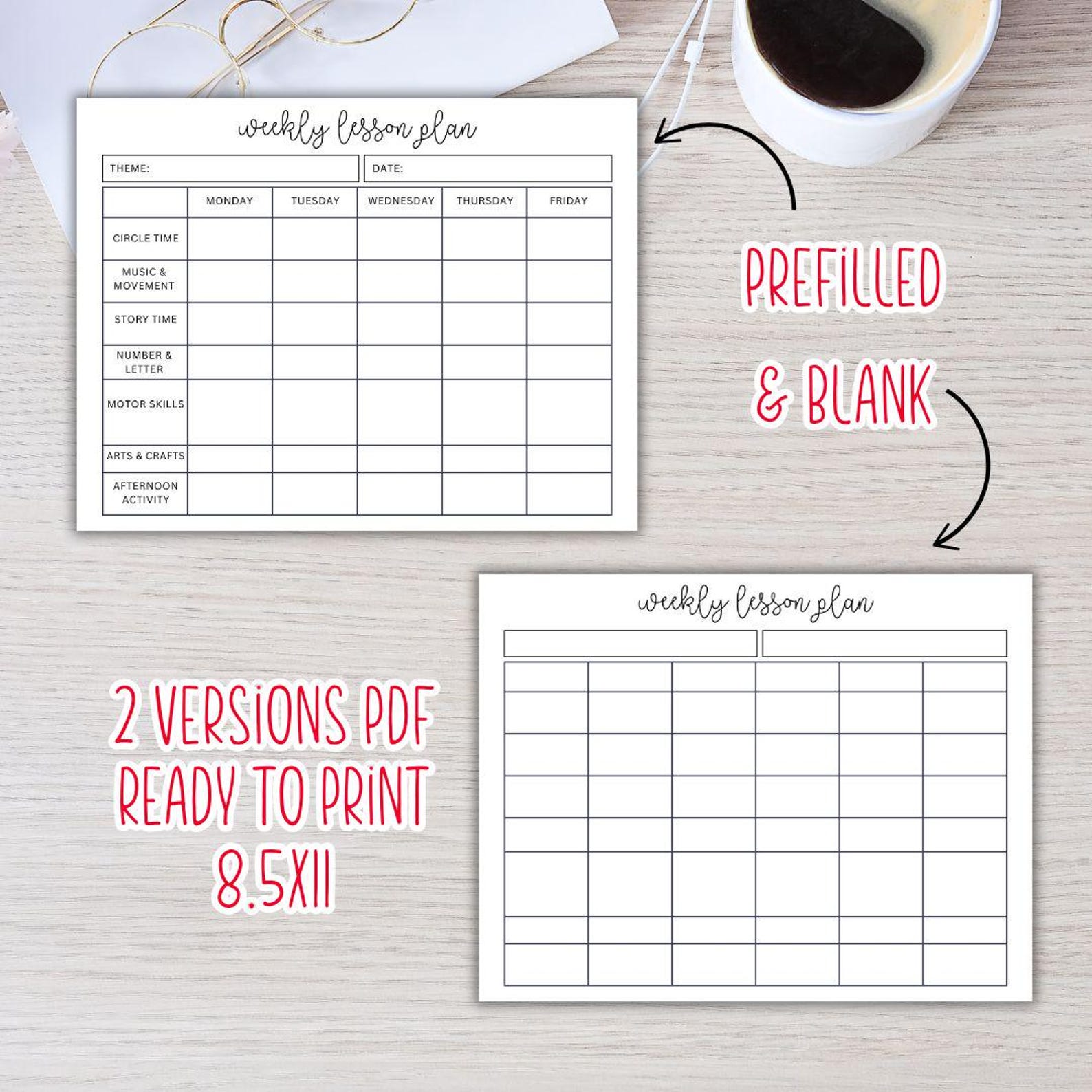 Weekly Lesson Plan Template-preschool, Prek, Kindergarten, Daycare ...