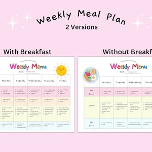 Daycare Weekly Menu, Printable Weekly Menu for Daycare, Daycare Meal ...