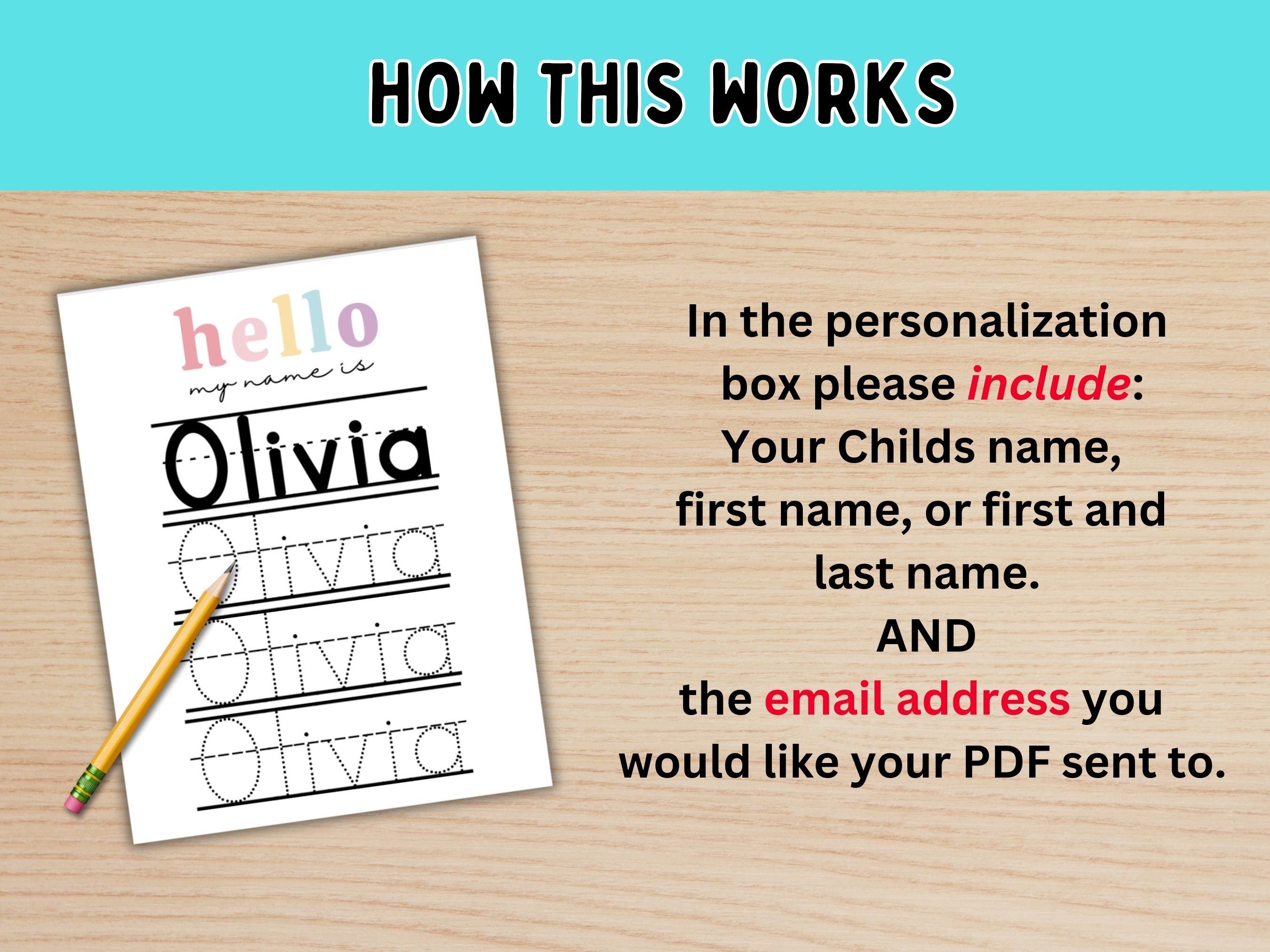 Custom Name Tracing Sheet, Handwriting Practice, Personalized First and ...