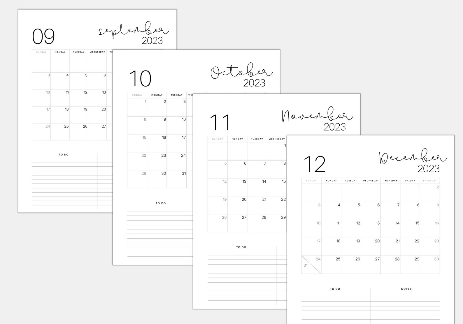 2023 Printable Calendar Portrait, Instant Download, Minimalist Calendar ...