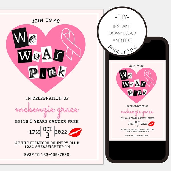 Breast Cancer Awareness Invitations - Etsy