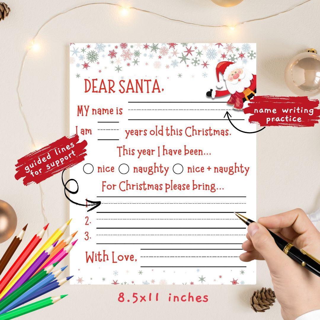 Santa's Letter, Dear Santa, Christmas Wish List, All About Me, Secret ...