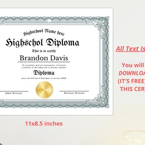Printable Homeschool Diploma, Personalized Gift Graduation Diploma ...