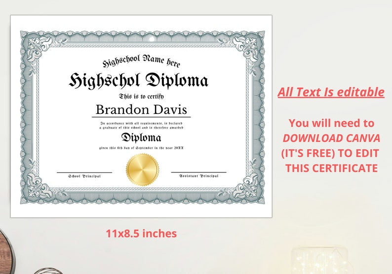 Printable Homeschool Diploma, Personalized Gift Graduation Diploma ...