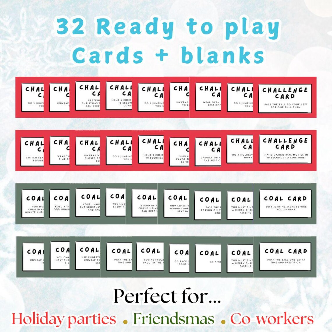 Saran Wrap Christmas Ball Game Cards, Printable Holiday Party Game ...