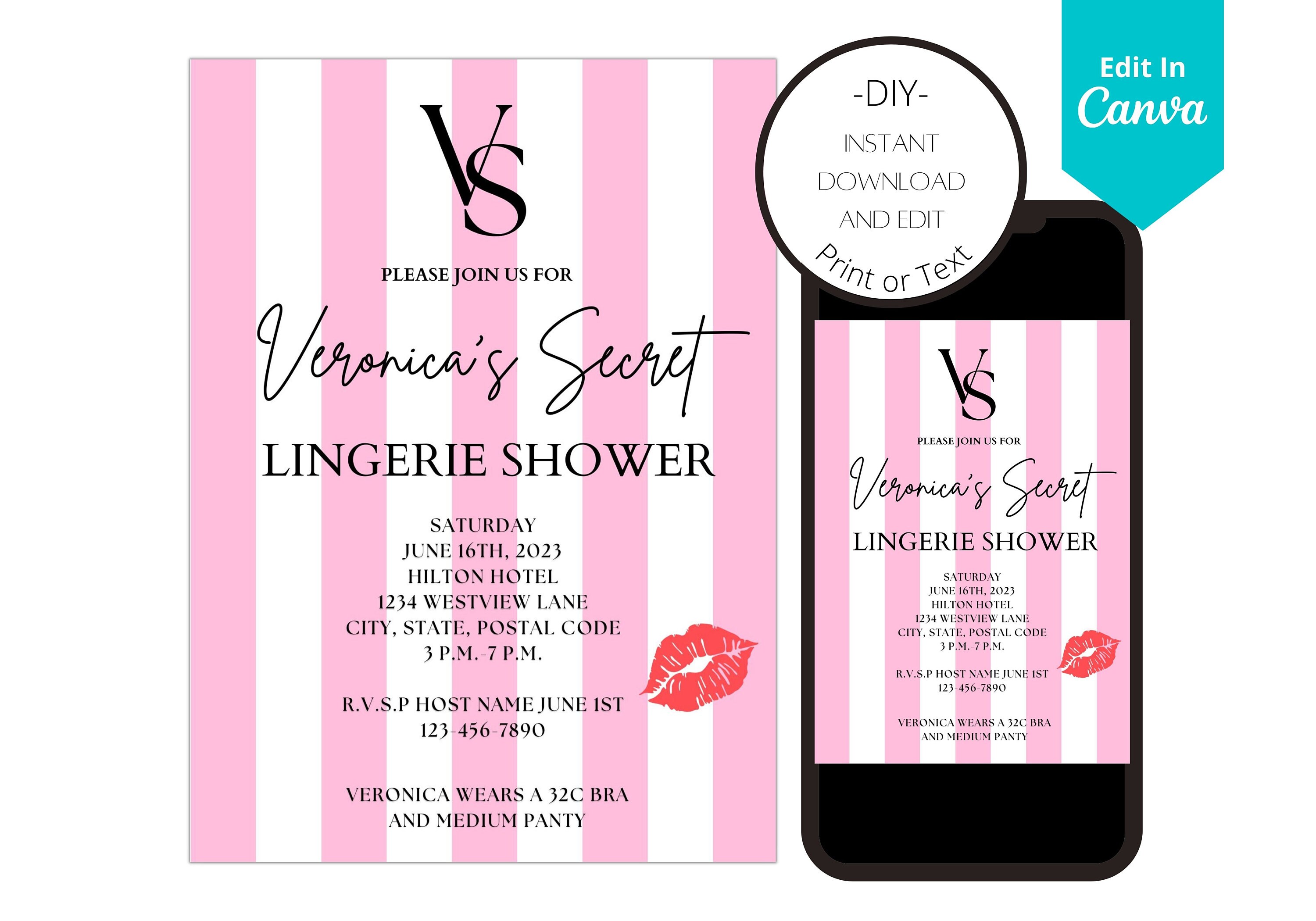 Victoria's Secret Invitation, Birthday Party Invitation, Panty Party ...
