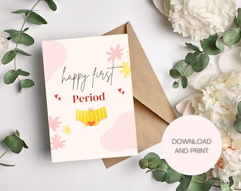 Funny First Period Gift for Daughter Card From Mom First - Etsy