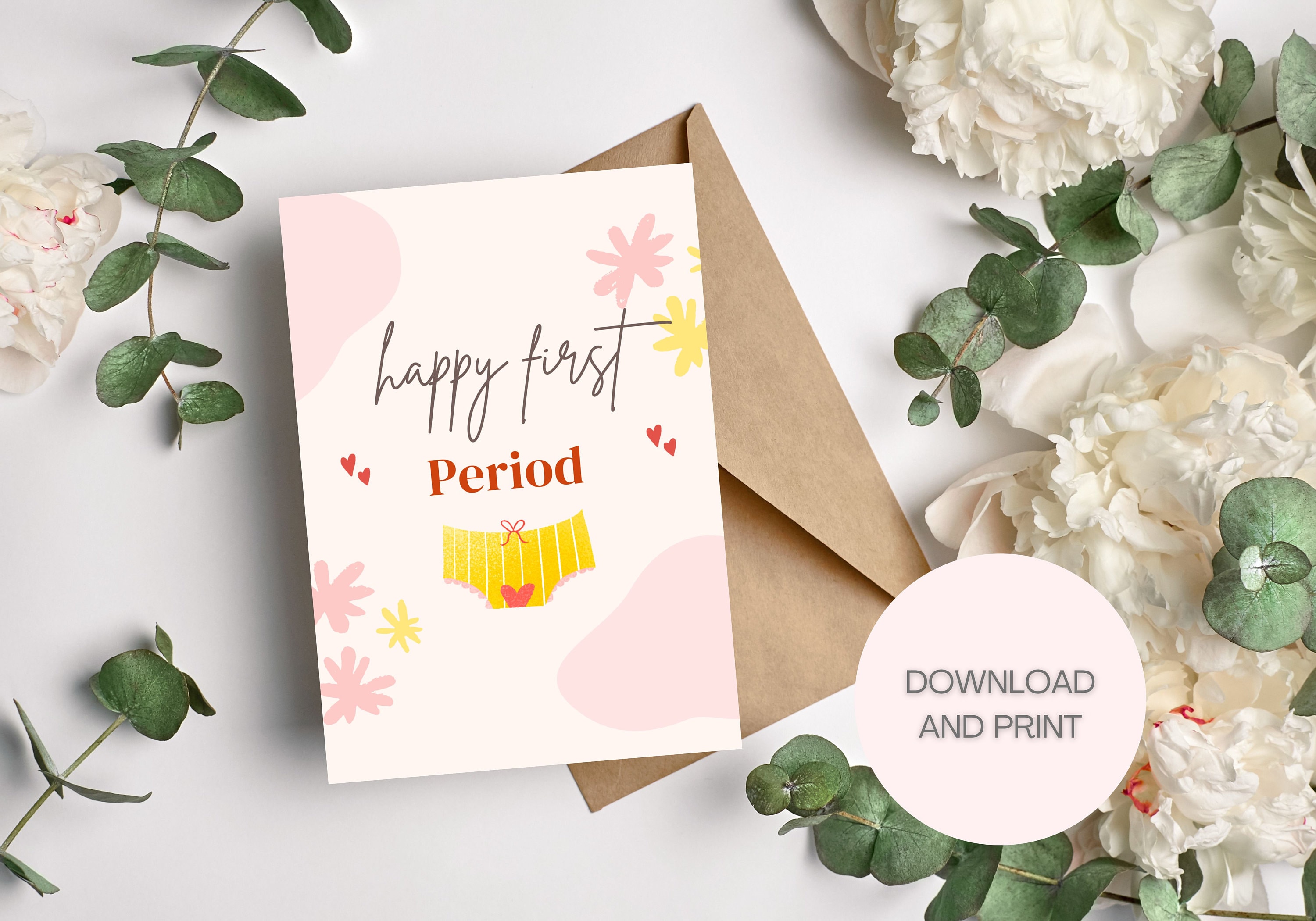 Instant Download First Period Card, Period Box, Self Care Box ...