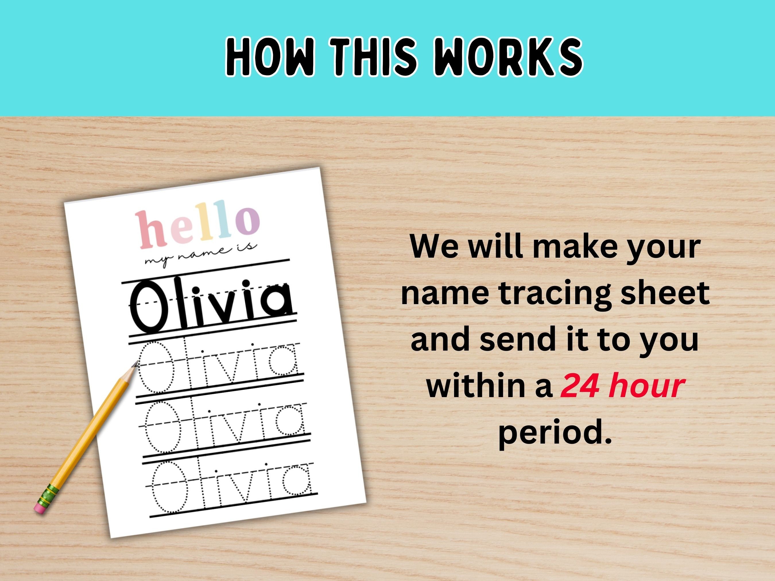 Custom Name Tracing Sheet, Handwriting Practice, Personalized First and ...