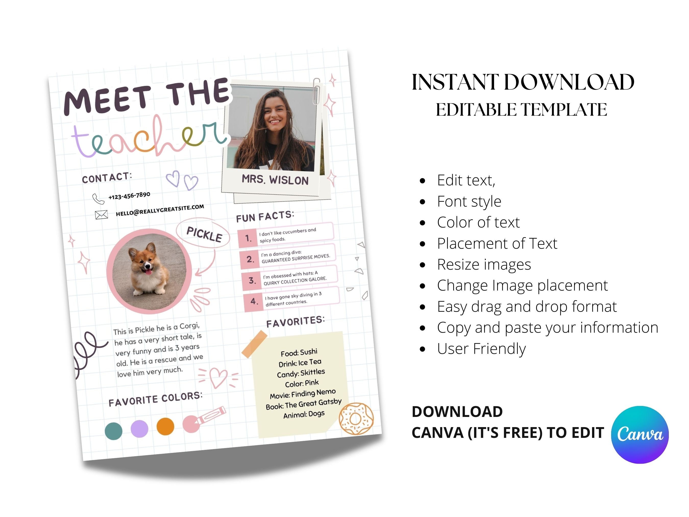 Meet the Teacher Template, Back to School Printable, Welcome Letter ...