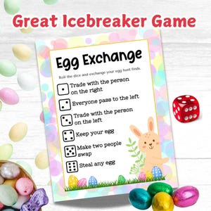 Printable Easter Game, Roll the Dice Game Candy, Egg Exchange, Easter ...