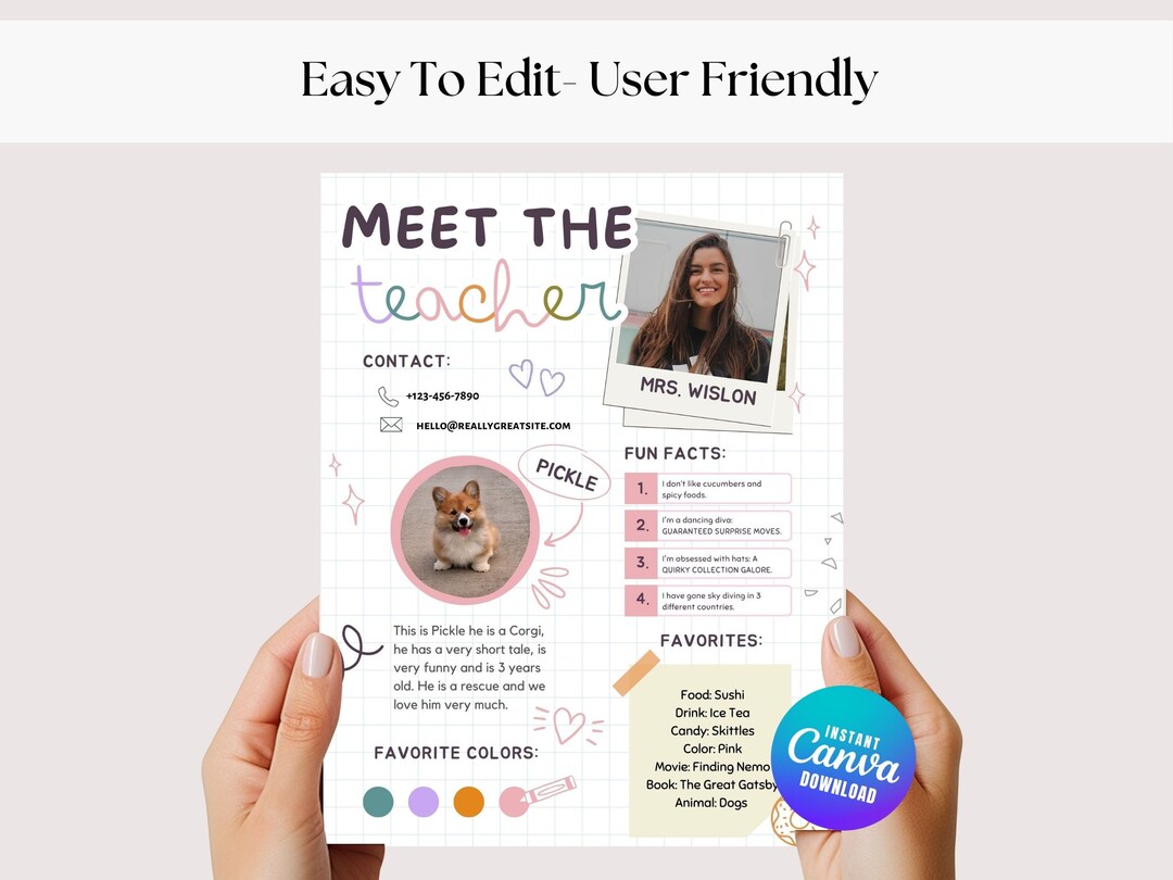 Meet the Teacher Template, Back to School Printable, Welcome Letter ...