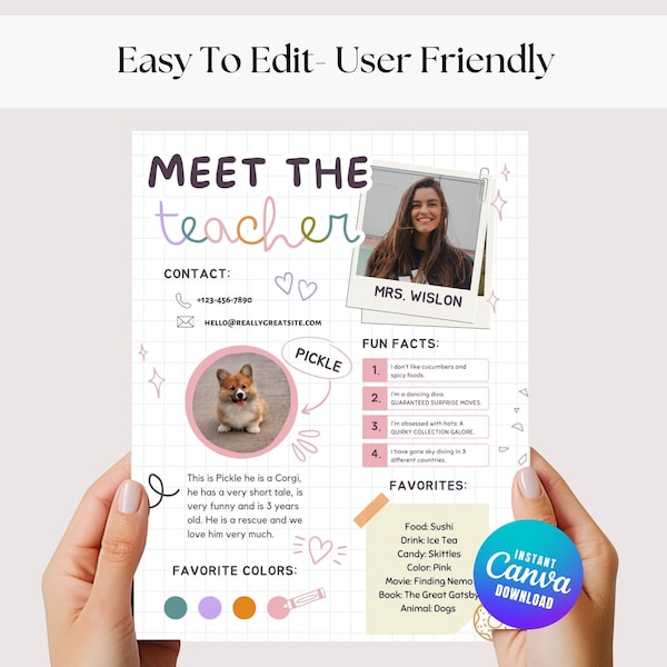 Meet the Teacher Template - Etsy
