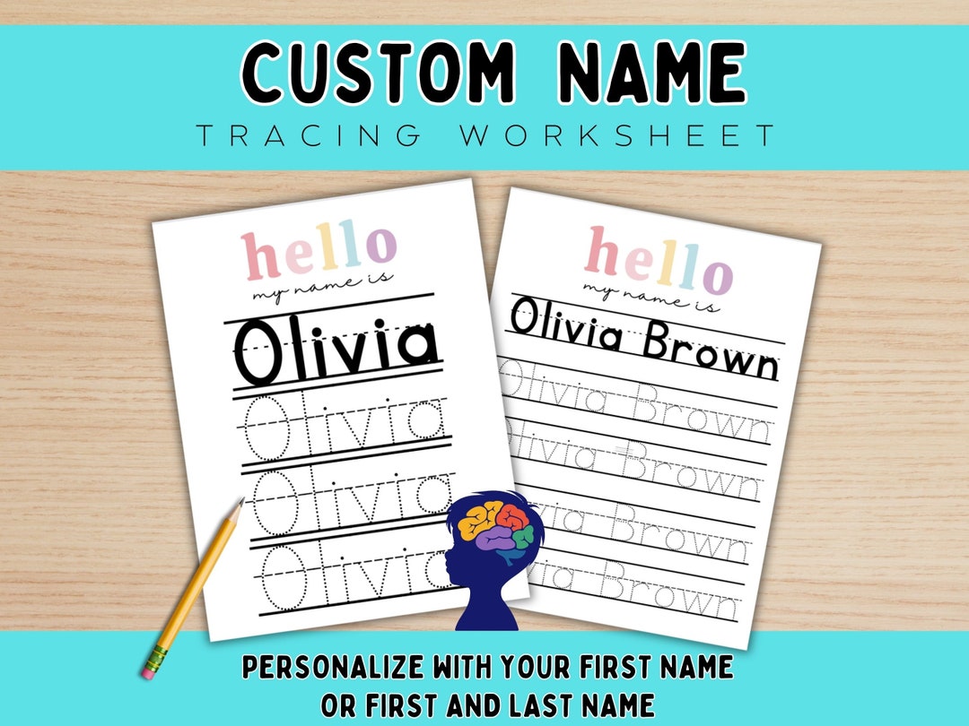 Custom Name Tracing Sheet, Handwriting Practice, Personalized First and ...
