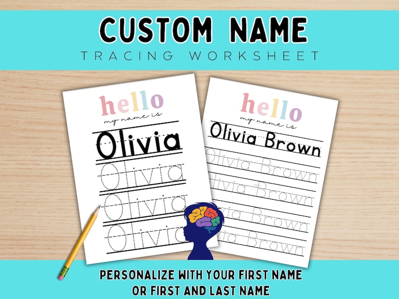 Custom Name Tracing Sheet, Handwriting Practice, Personalized First and ...