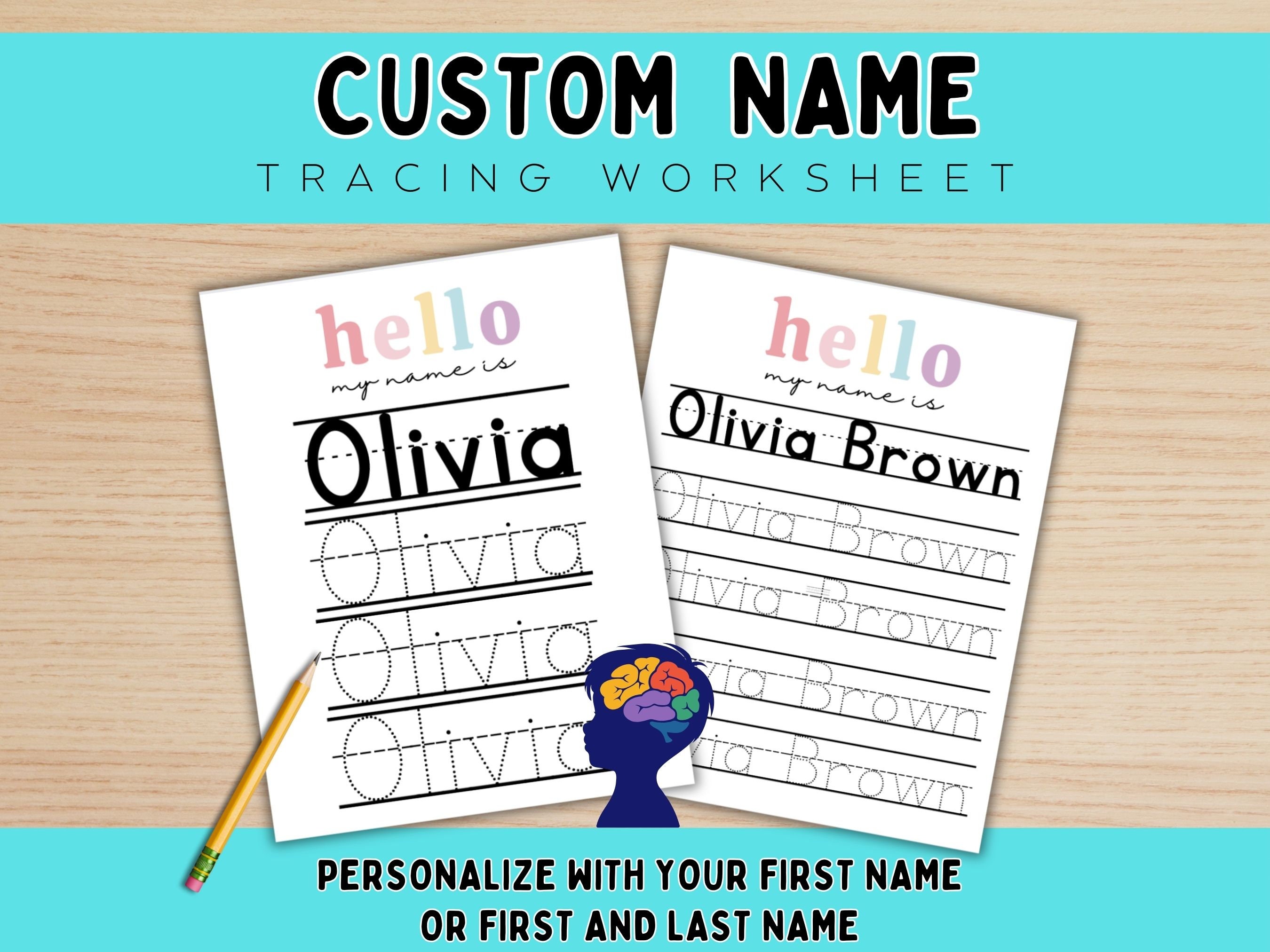 Custom Name Tracing Sheet, Handwriting Practice, Personalized First and ...