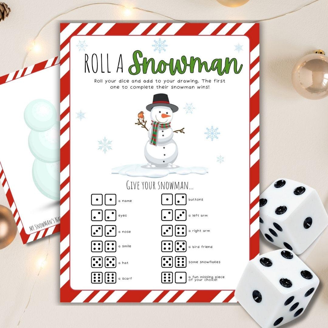 Roll A Snowman Game, Christmas Games for Family Party, Double-sided ...