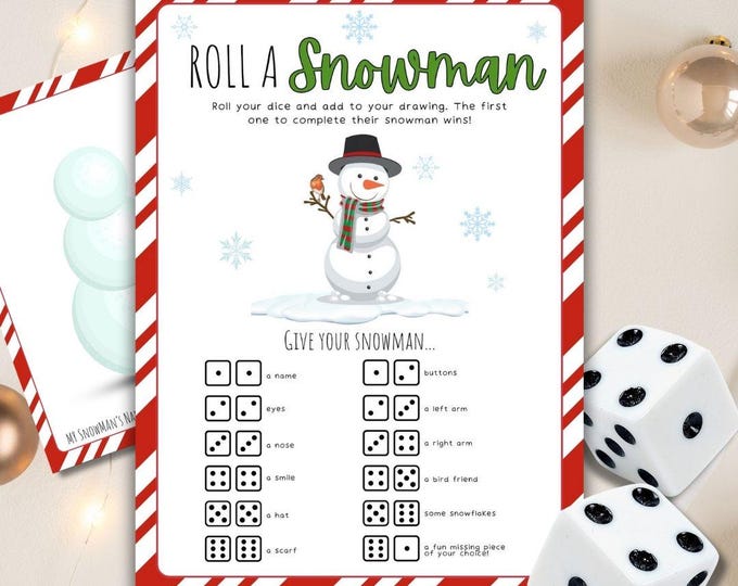 Roll A Snowman Game, Christmas Games for Family Party, Double-sided ...