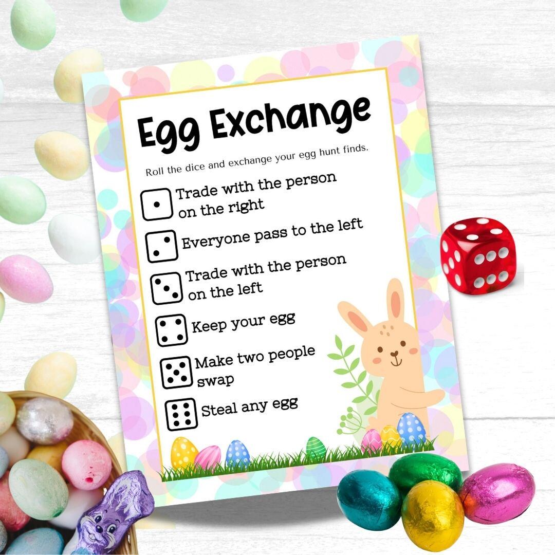 Printable Easter Game, Roll the Dice Game Candy, Egg Exchange, Easter ...
