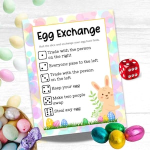 Printable Easter Game, Roll the Dice Game Candy, Egg Exchange, Easter ...
