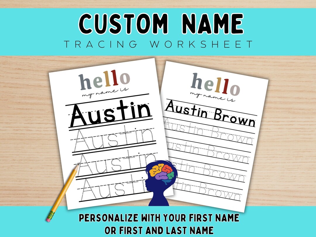 Custom Name Tracing Sheet, Handwriting Practice, Personalized First and ...