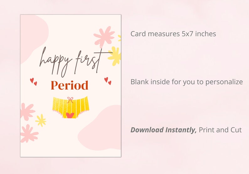 Instant Download First Period Card, Period Box, Self Care Box ...