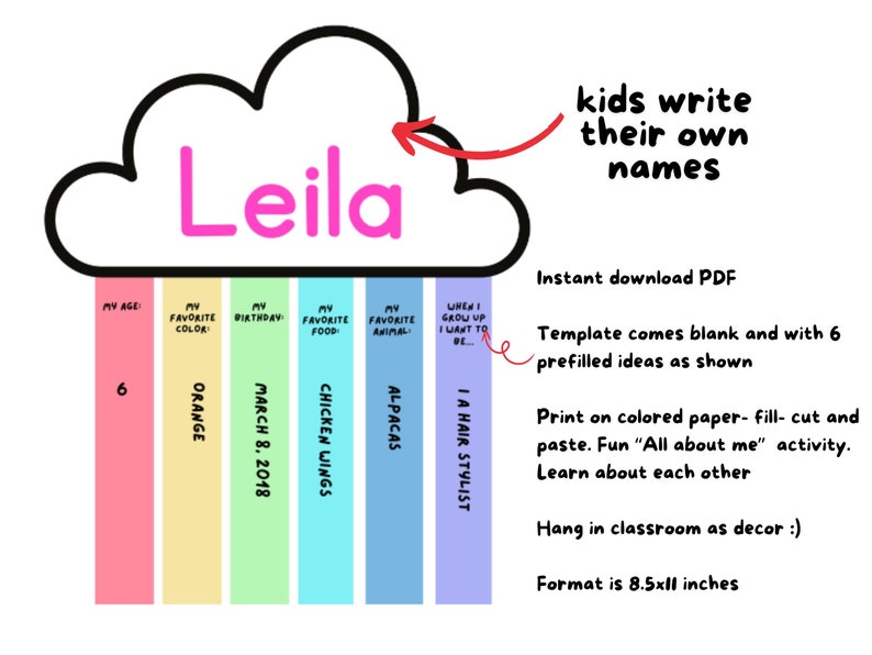 All About Me, Back to School Activity, Get to Know Me, Rainbow ...
