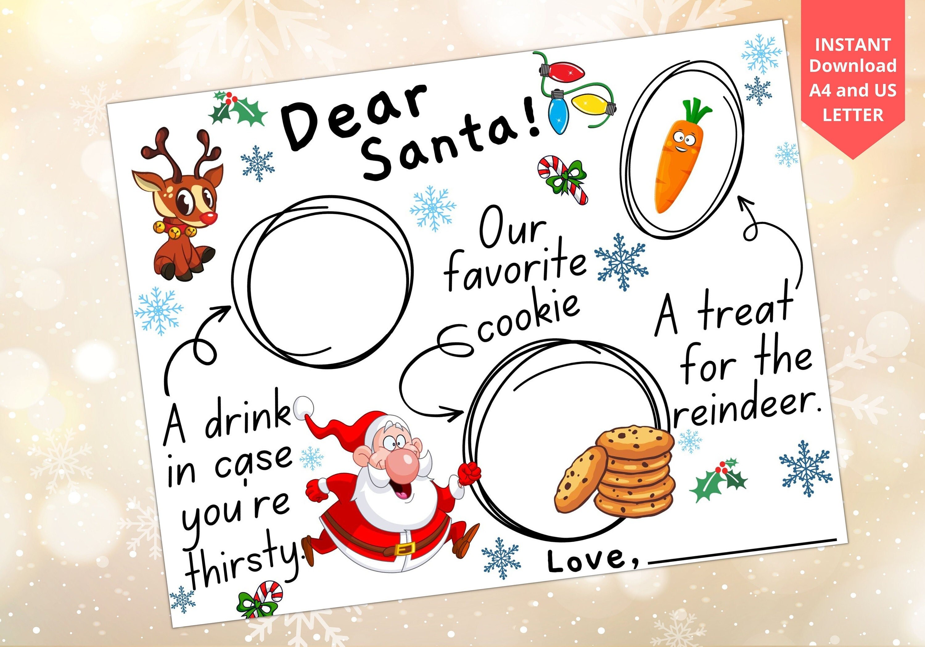 Cookies and Milk for Santa, Christmas Printable for Kids, Placemat ...