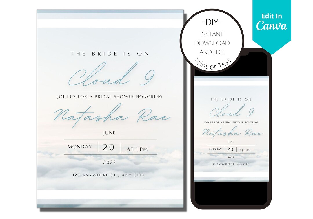 On Cloud 9 on Cloud Nine Invitation Bridal Shower - Etsy