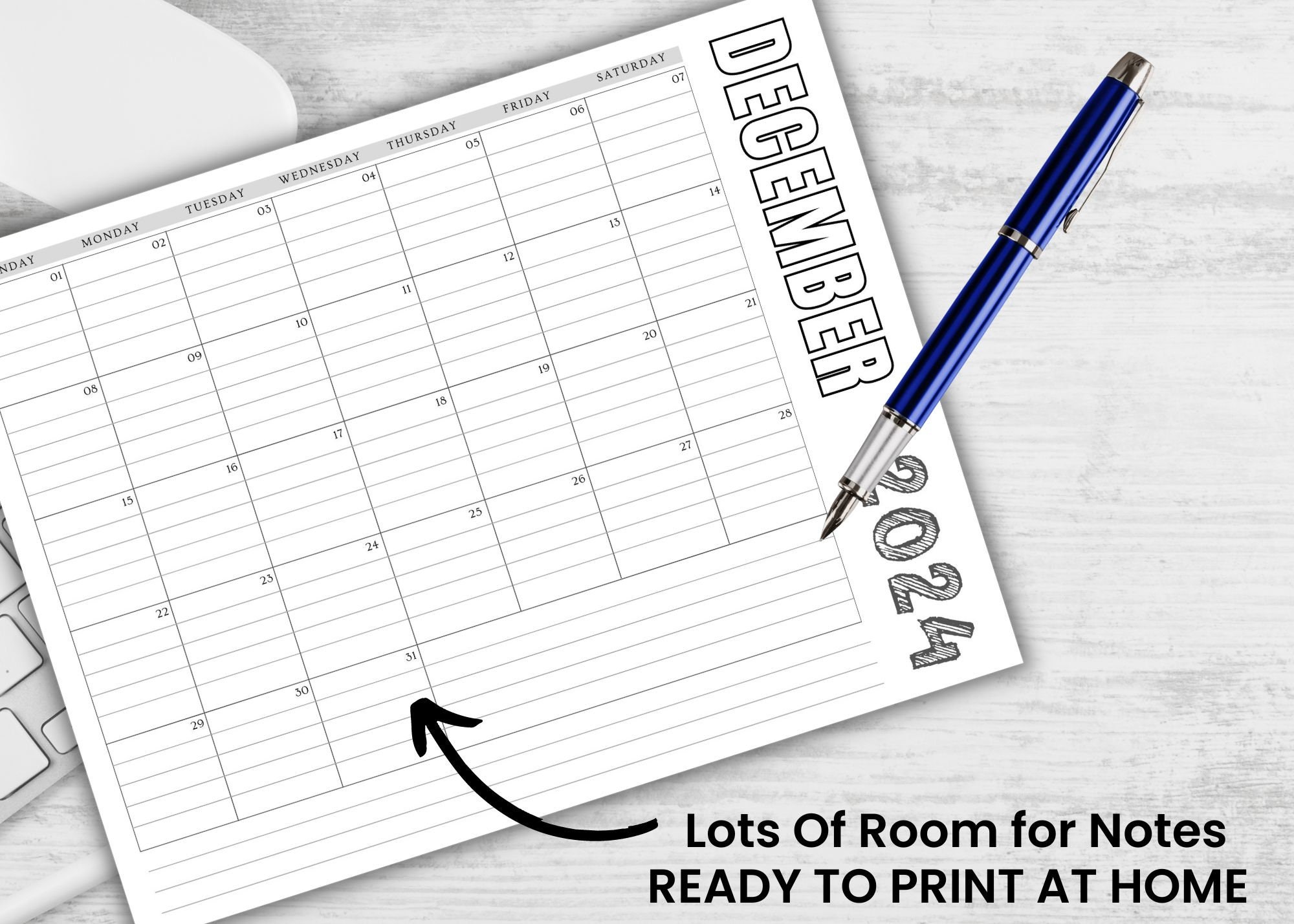 2024 Lined Printable Calendar, Lined Monthly Calendar, Letter Size ...