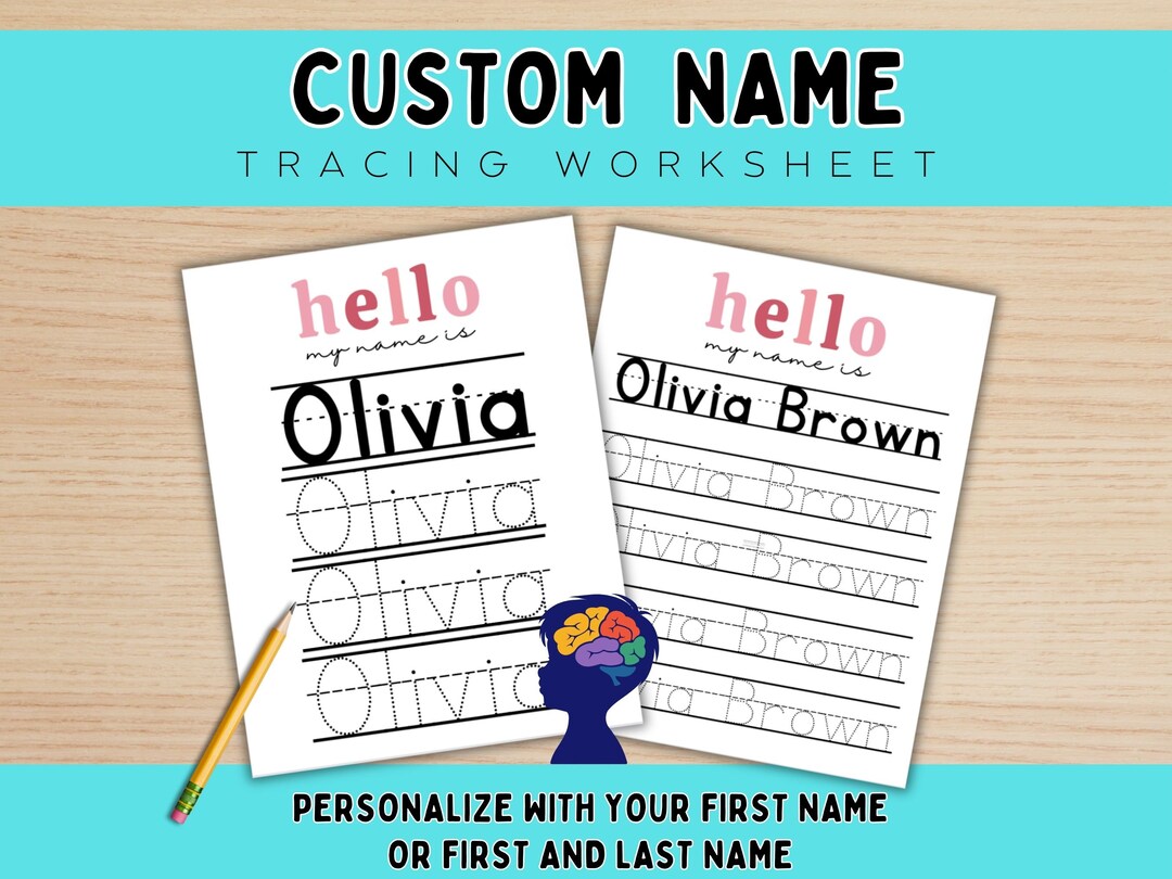 Custom Name Tracing Sheet, Handwriting Practice, Personalized First and ...