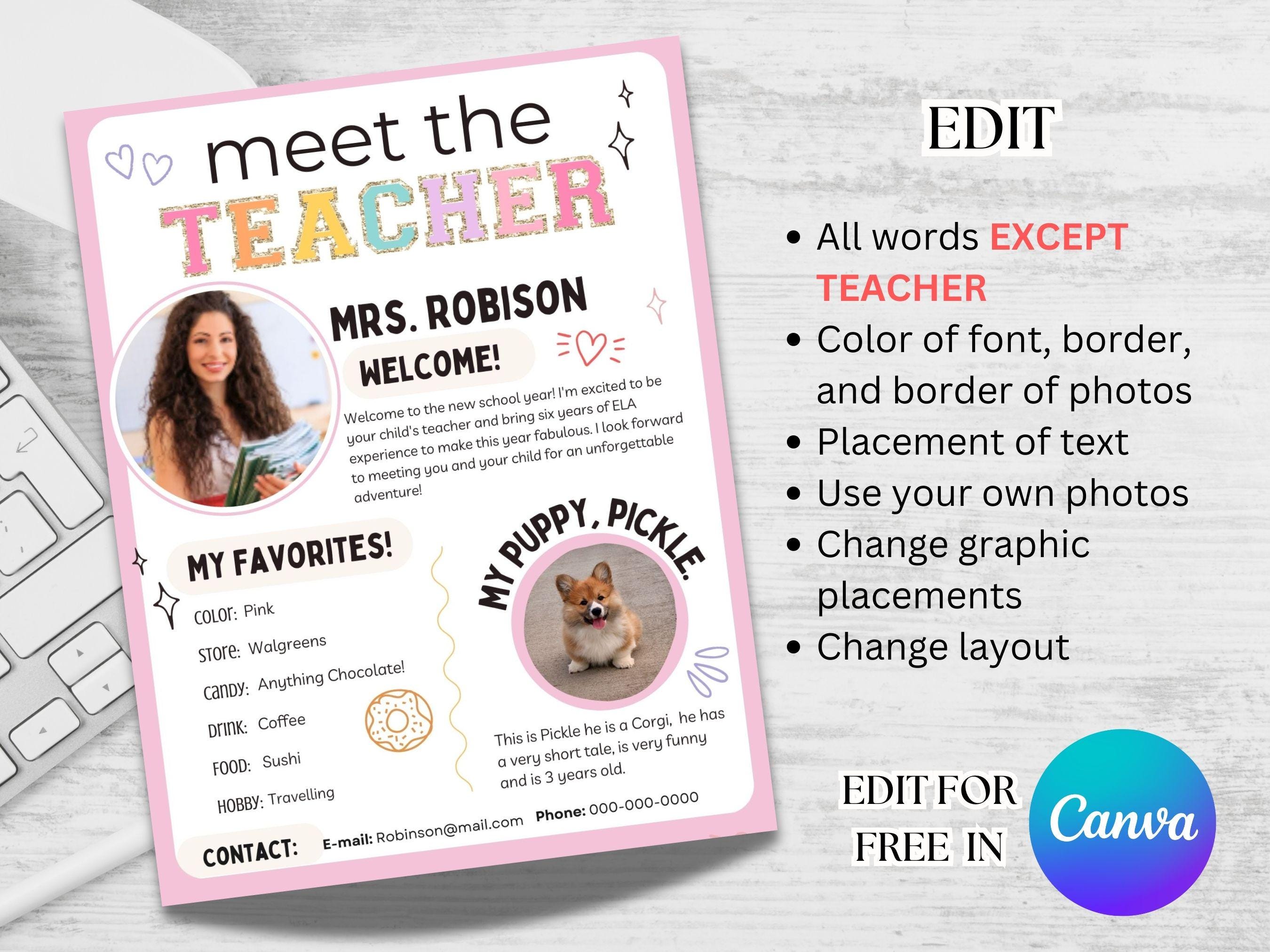 Meet the Teacher Template, Back to School Printable, Welcome Letter ...