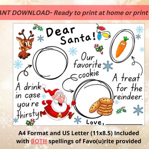 Cookies and Milk for Santa, Christmas Printable for Kids, Placemat ...