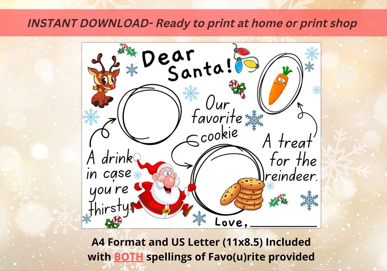 Cookies and Milk for Santa, Christmas Printable for Kids, Placemat ...