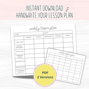 Weekly Lesson Plan Template-preschool, Prek, Kindergarten, Daycare ...