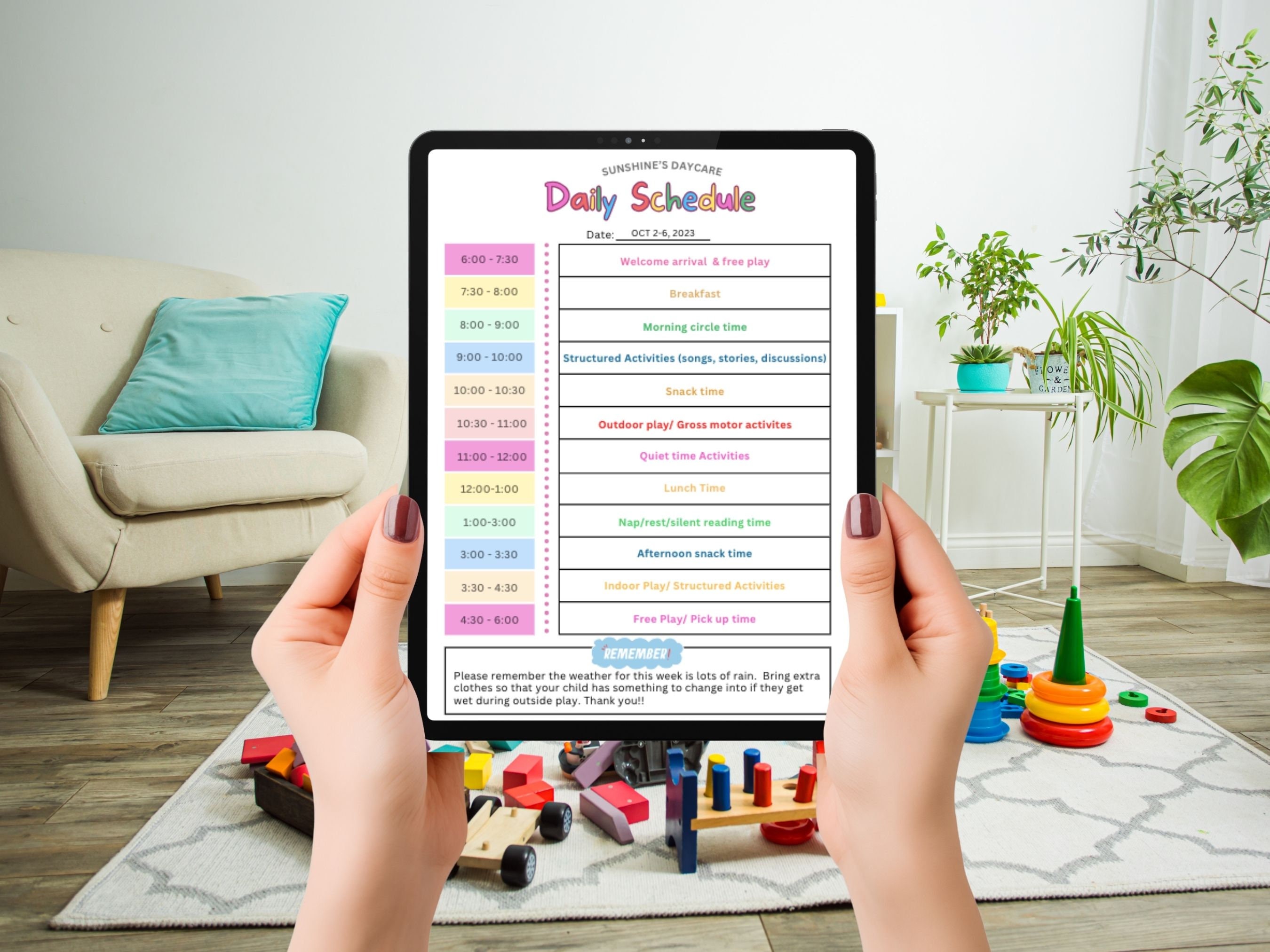 Daily Daycare Schedule, Homeschool Schedule, Editable Classroom ...