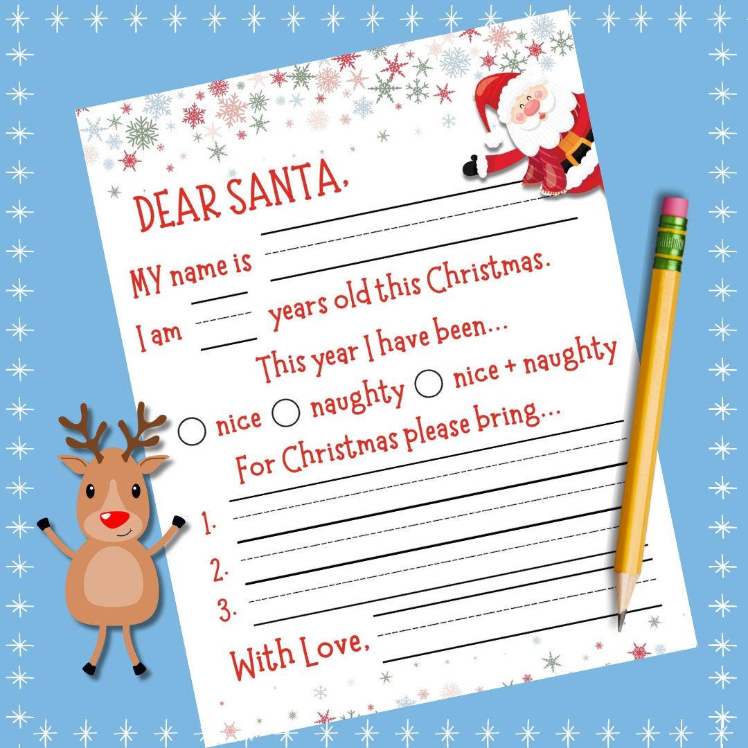 Santa's Letter, Dear Santa, Christmas Wish List, All About Me, Secret ...