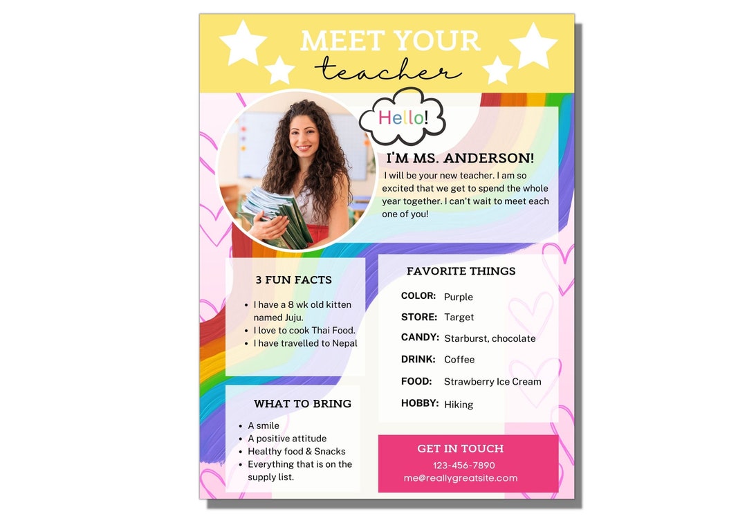 Meet the Teacher Template, Meet Your Teacher, Meet Your Teacher ...